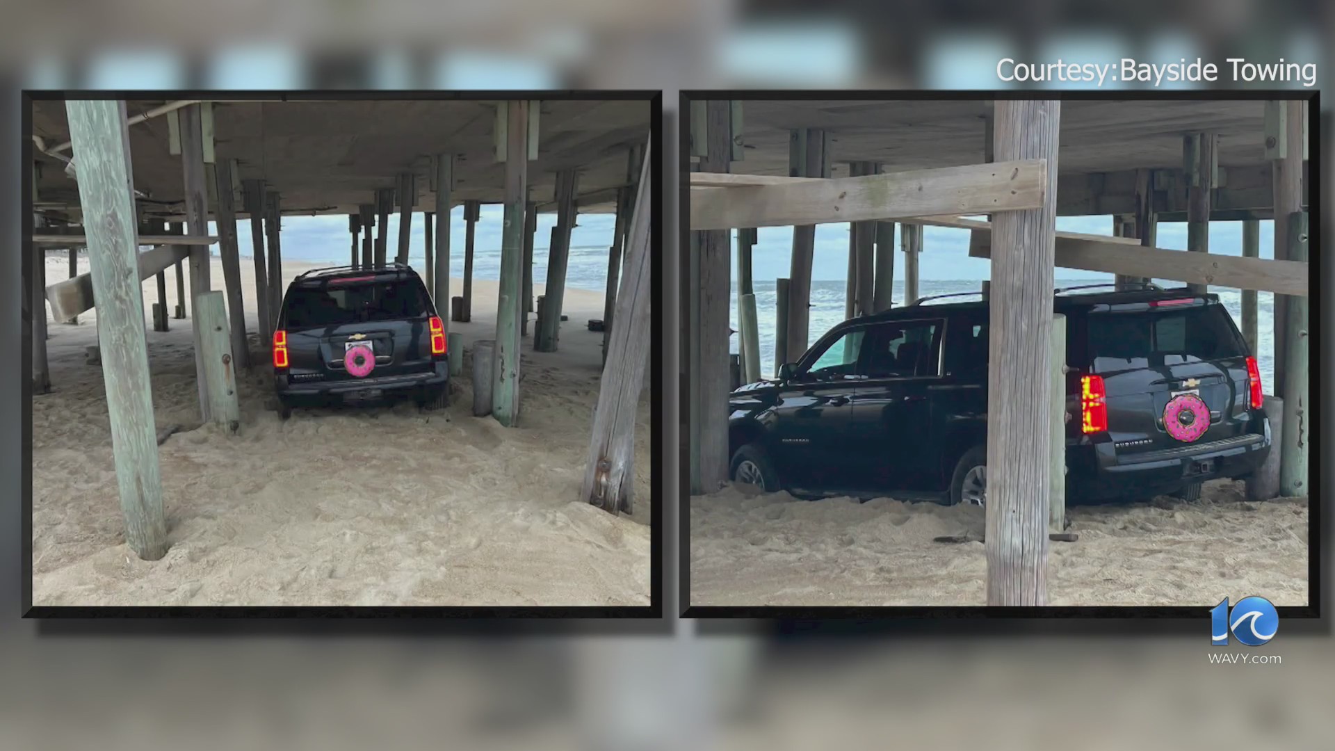 SUV gets stuck under Kitty Hawk Fishing Pier – WAVY.com