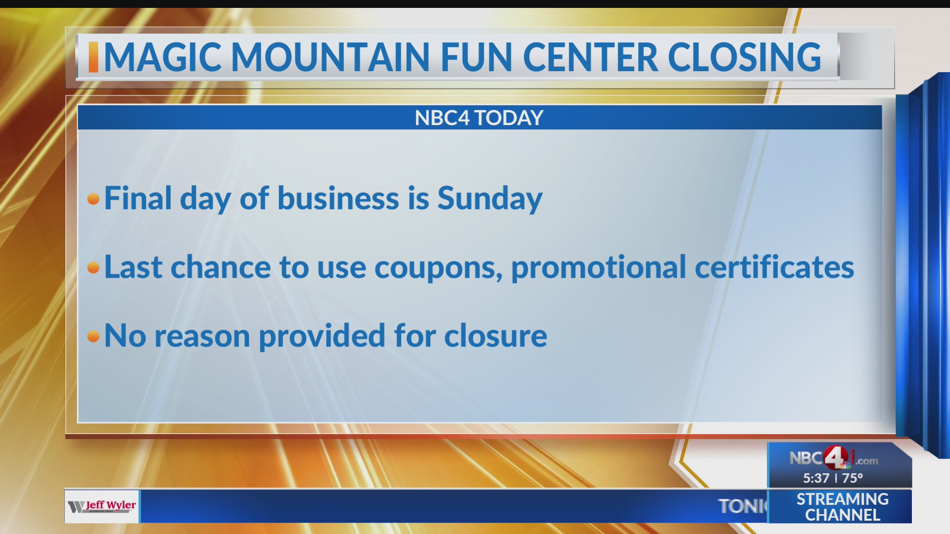 Columbus’ Magic Mountain to close after July 4th holiday – NBC4 WCMH-TV