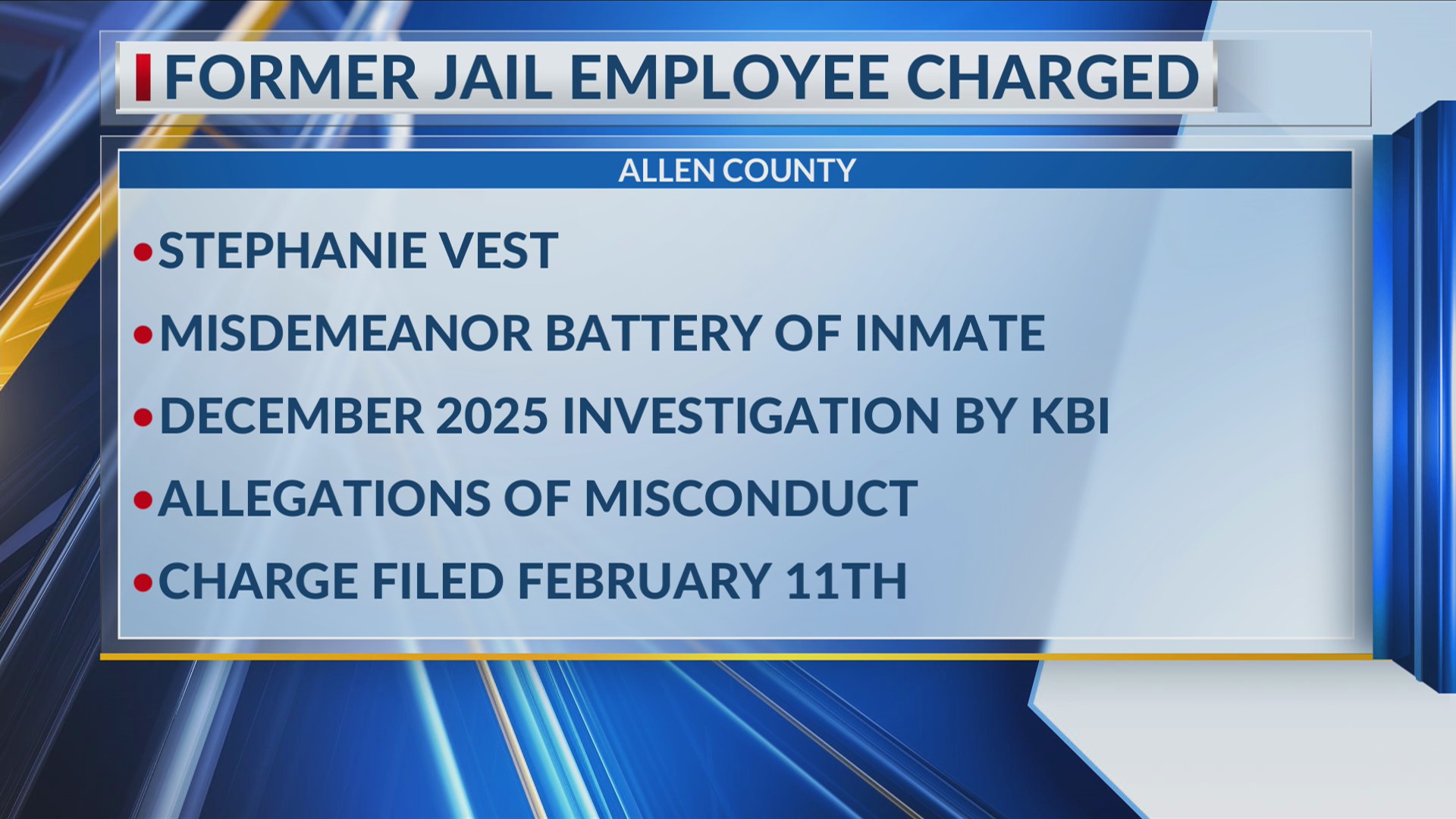 Battery charge filed against ex-Allen County Jail worker – KSNF/KODE ...
