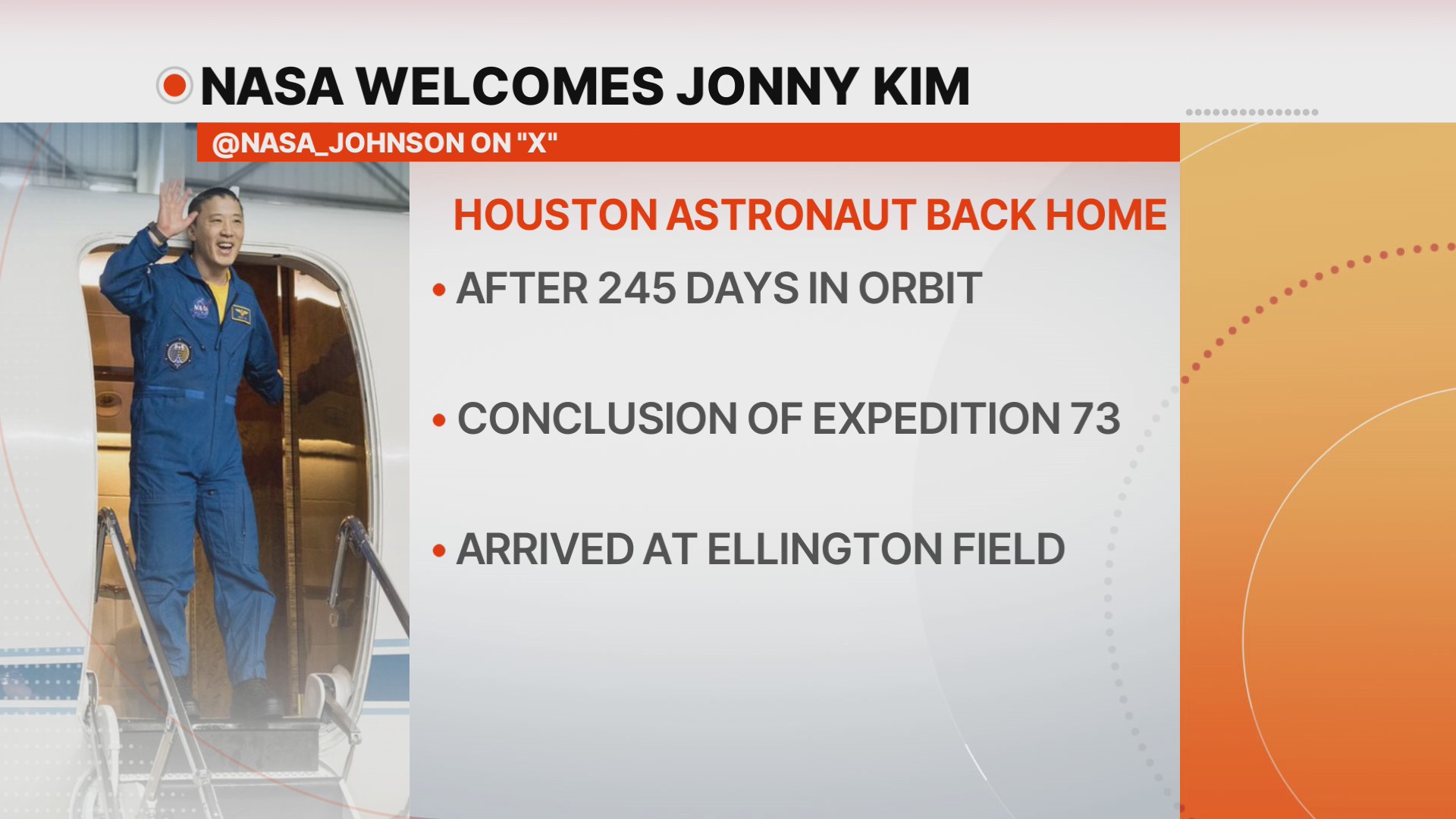 NASA welcomes Jonny Kim home to Houston after 245 days marking end of ...