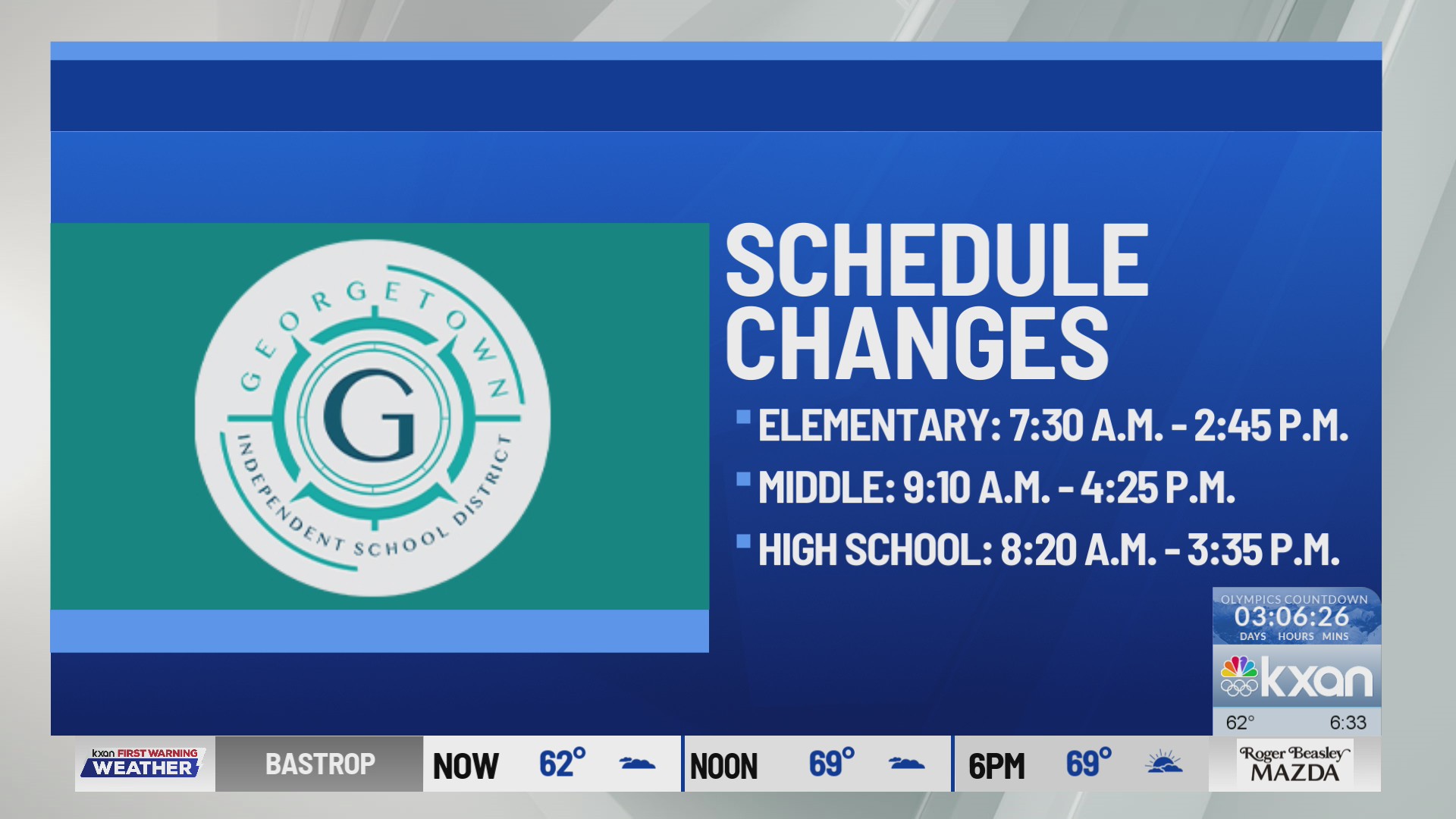 Georgetown ISD alters schedule, delays campus openings due to budget ...