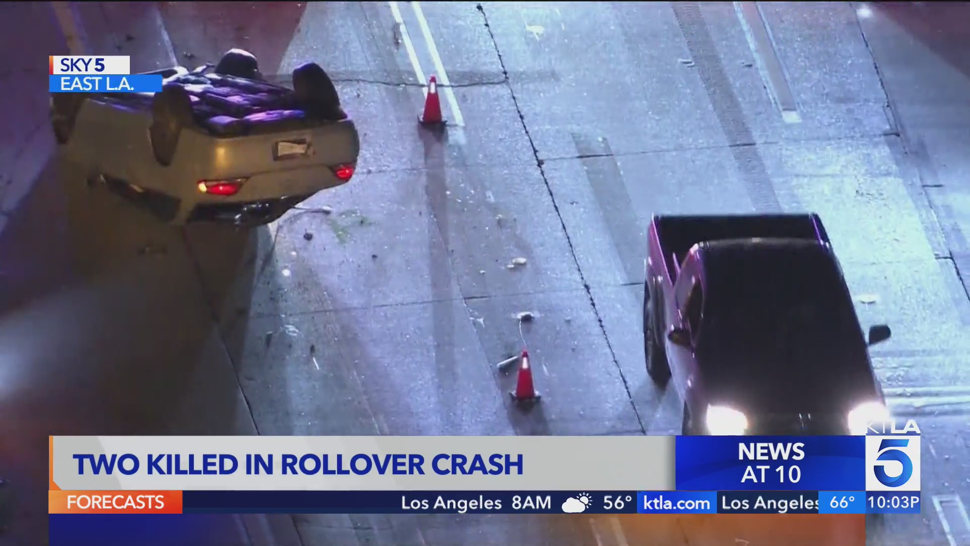 2 killed in violent rollover crash on 60 Freeway – KTLA