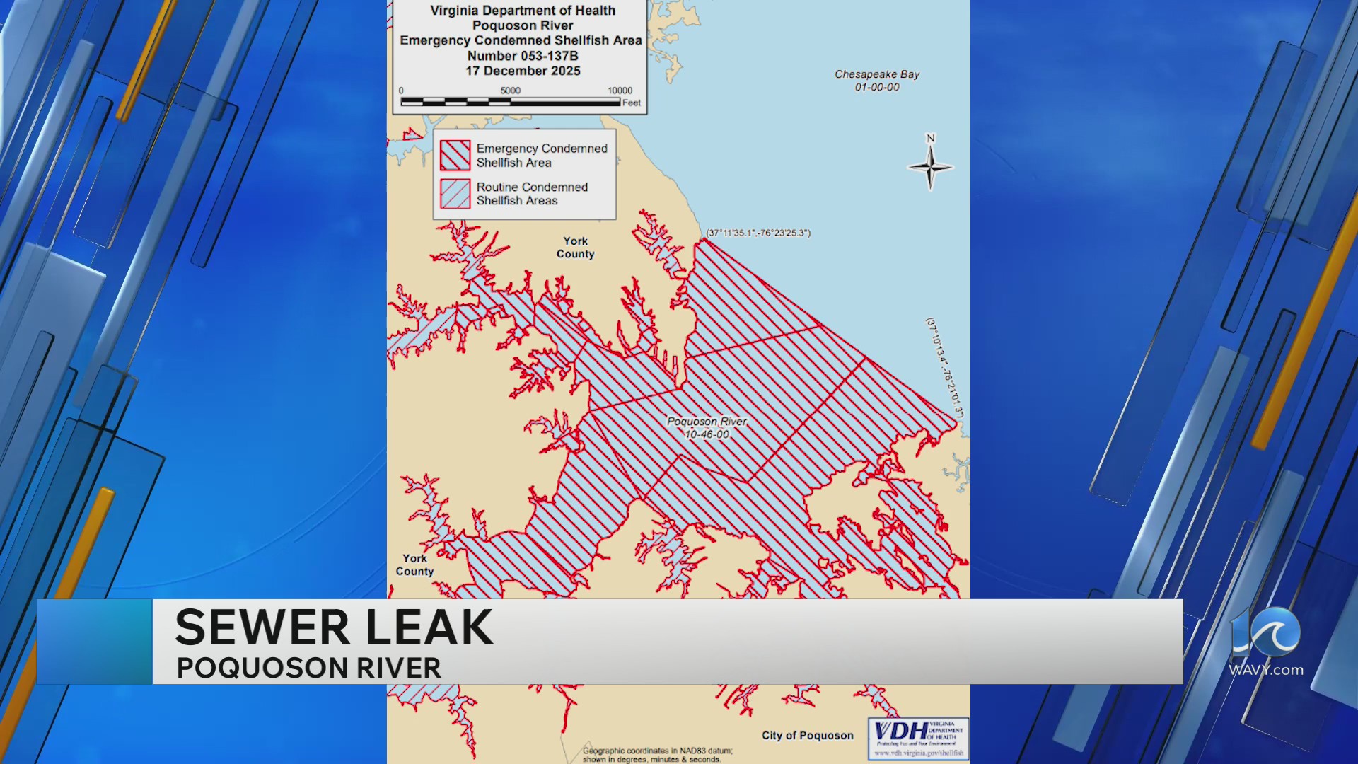 VDH issues shellfish advisory due to sewage spill in Poquoson River ...