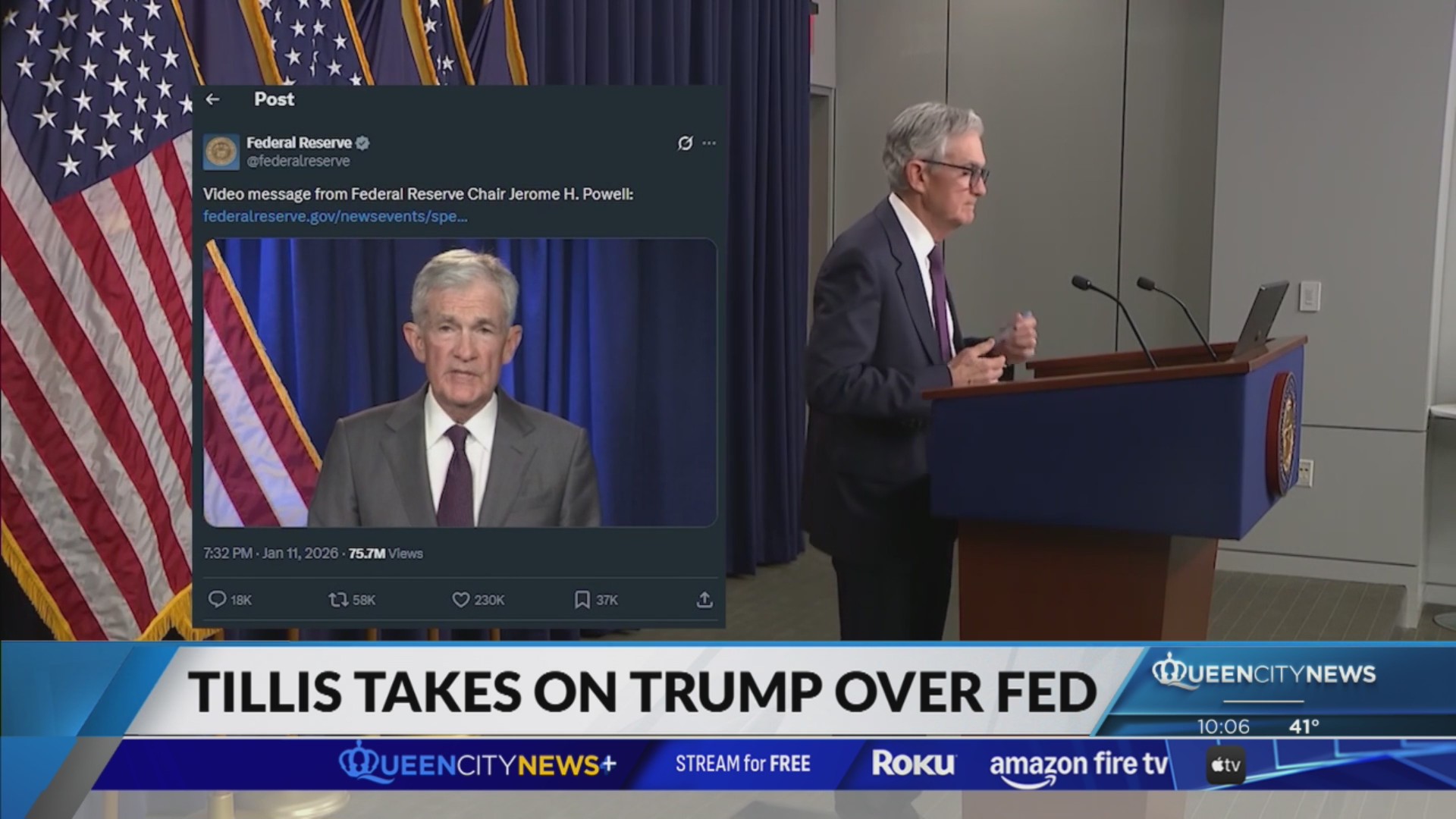 Senator Tillis takes on DOJ probe of Federal Reserve Chair Powell ...