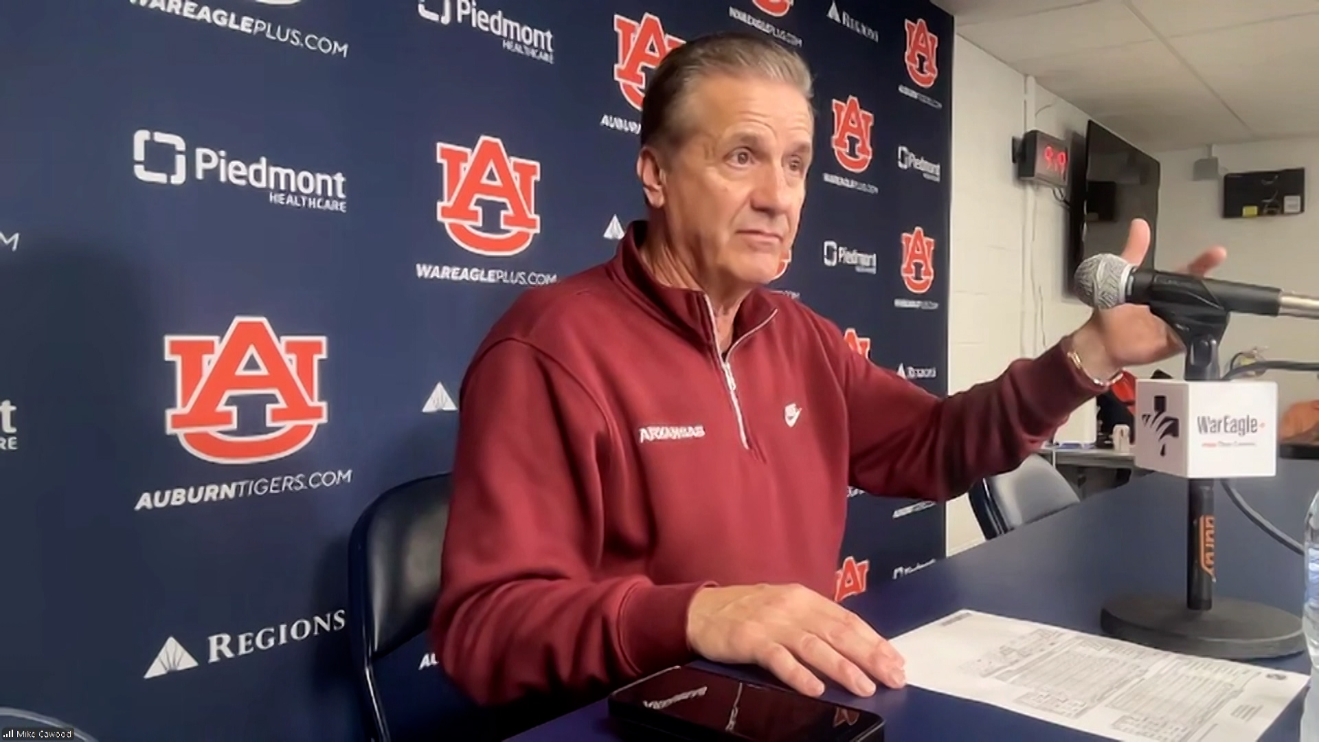 John Calipari after disappointing performance for #15 Arkansas at ...