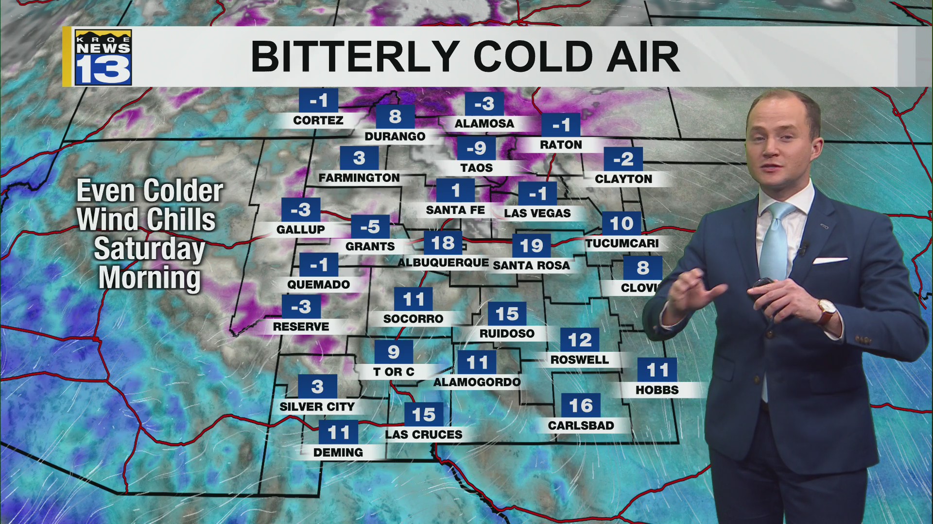 Bitterly cold air settling into New Mexico tonight – KRQE NEWS 13 ...