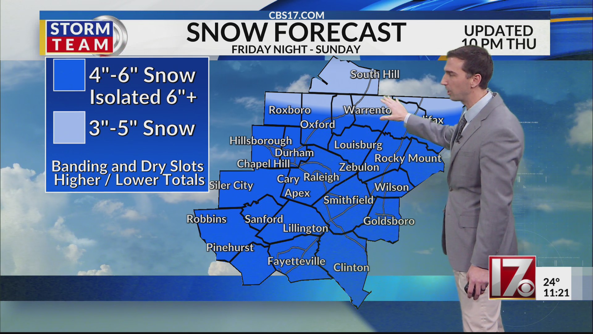 Snow flurries could start late Friday – CBS17.com