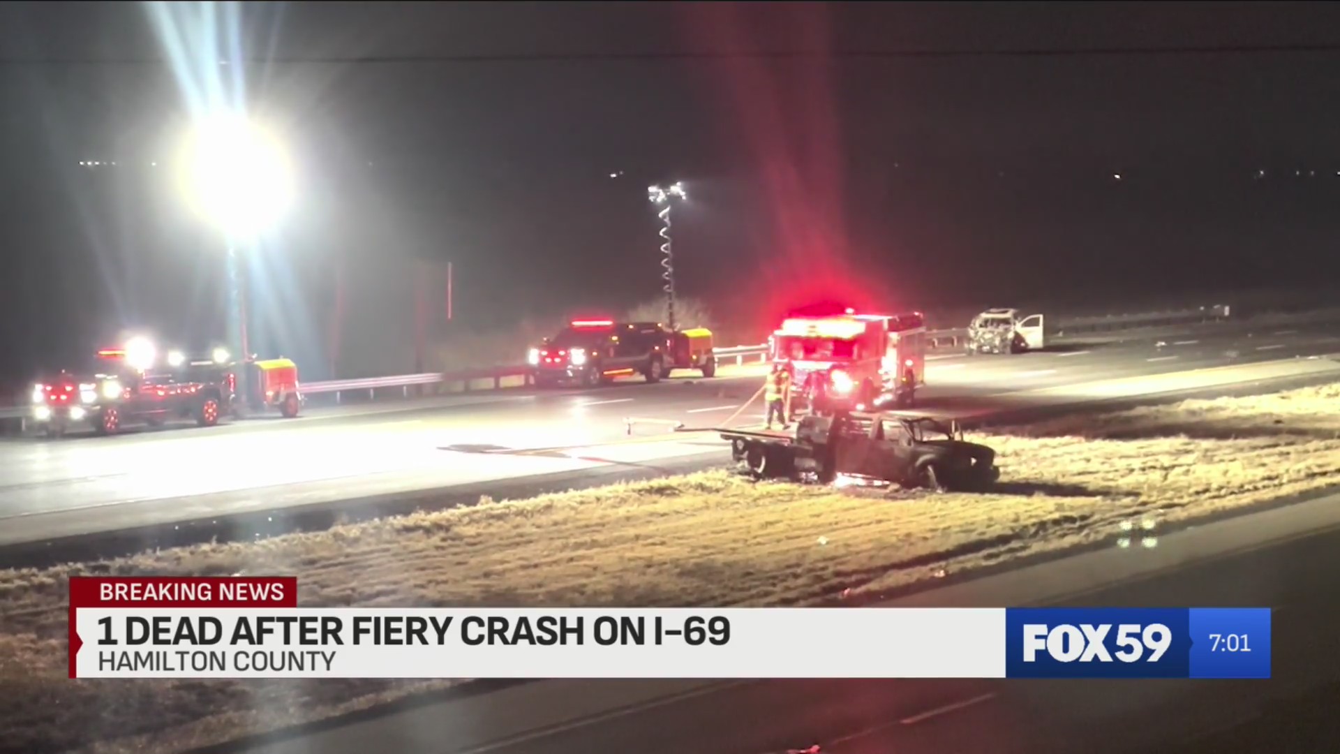 UPDATE: Person killed in fiery crash on I-69 in Hamilton County – Fox 59
