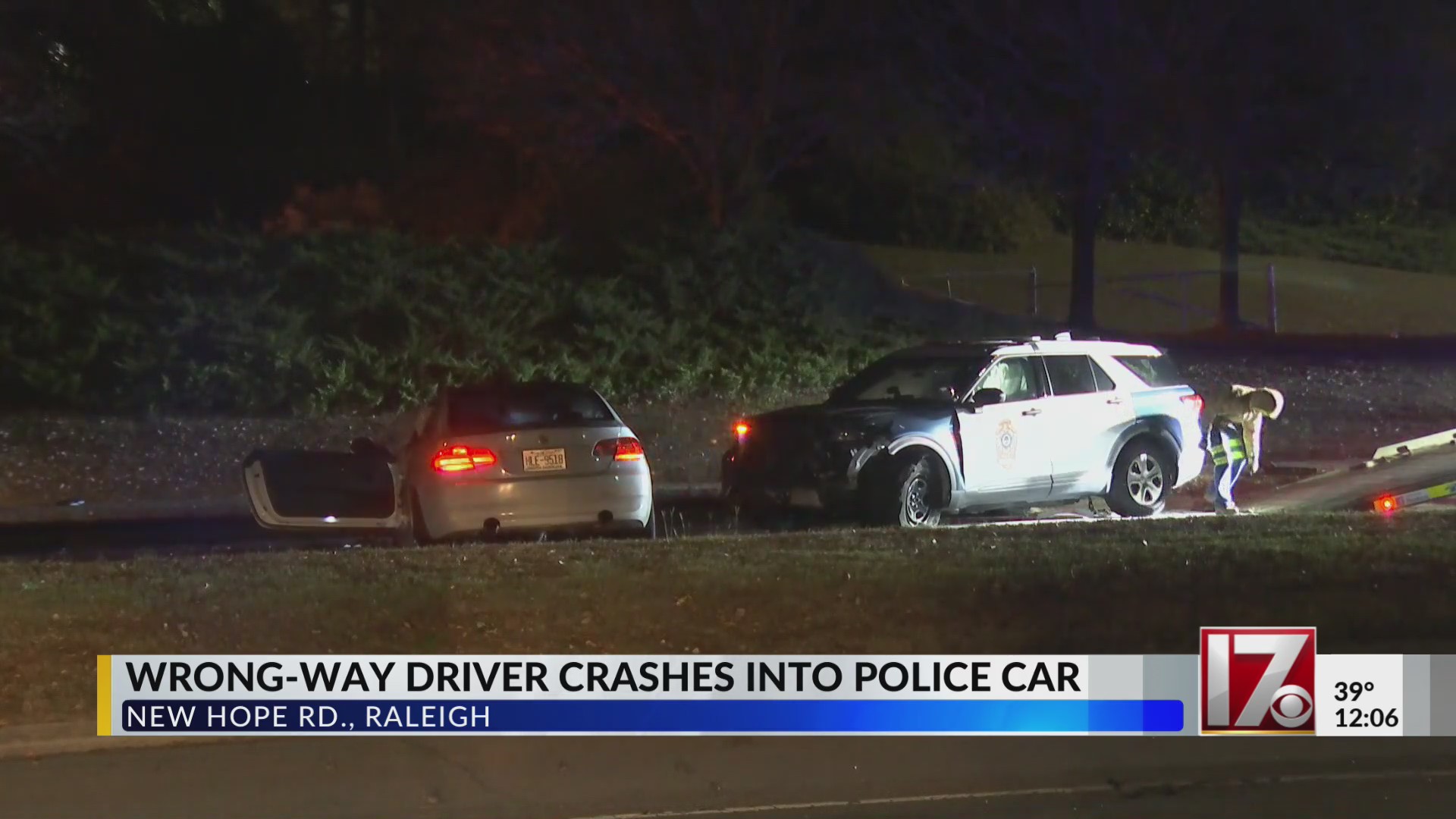Wrong-way driver crashes into Raleigh police car, officers say – CBS17.com