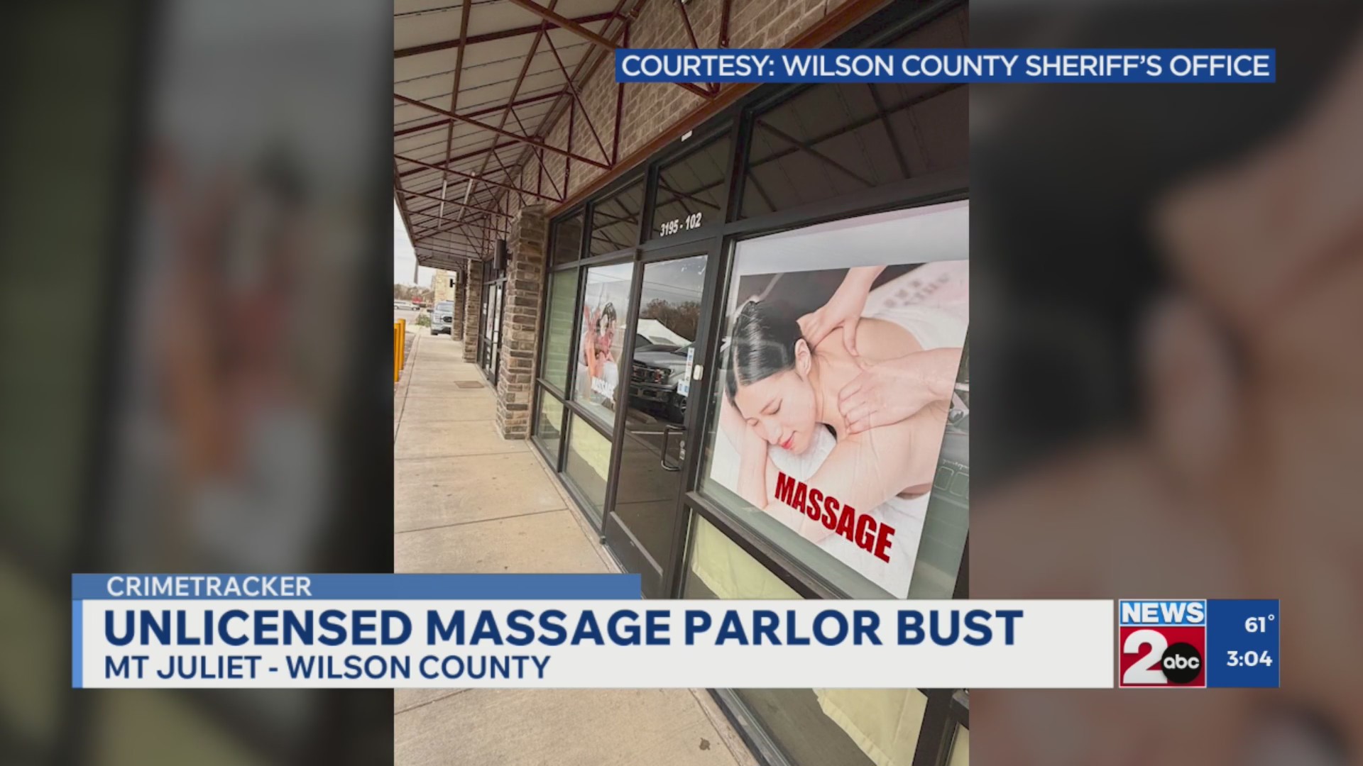 Unlicensed massage parlor bust in Wilson County – WKRN News 2