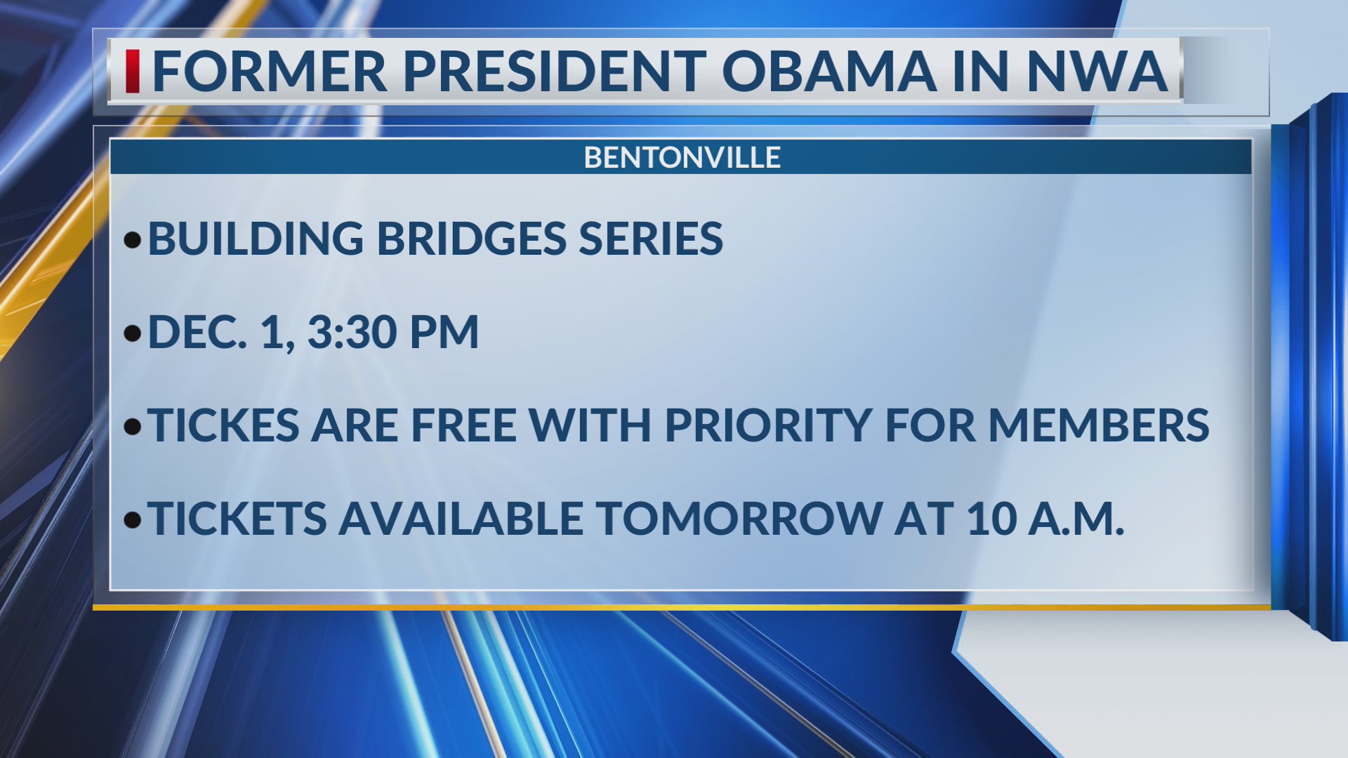 Former president Barack Obama to speak at Crystal Bridges – KNWA FOX24