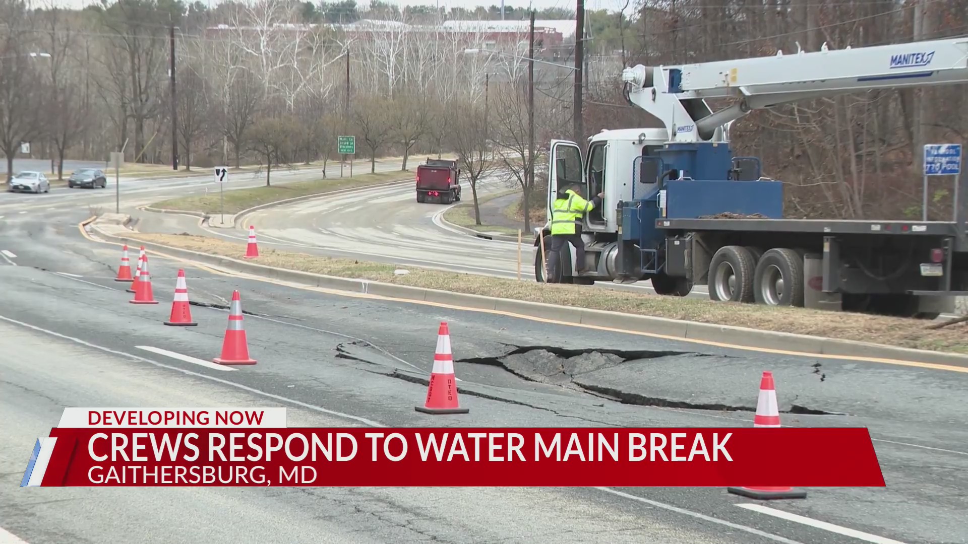 Water main break shuts down Frederick Road in Gaithersburg, crews dig ...