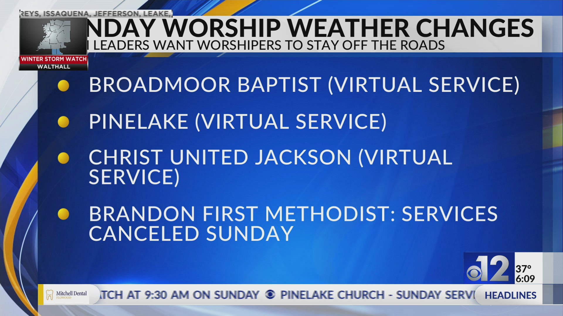 Mississippi churches cancel or go virtual due to winter storm – WJTV