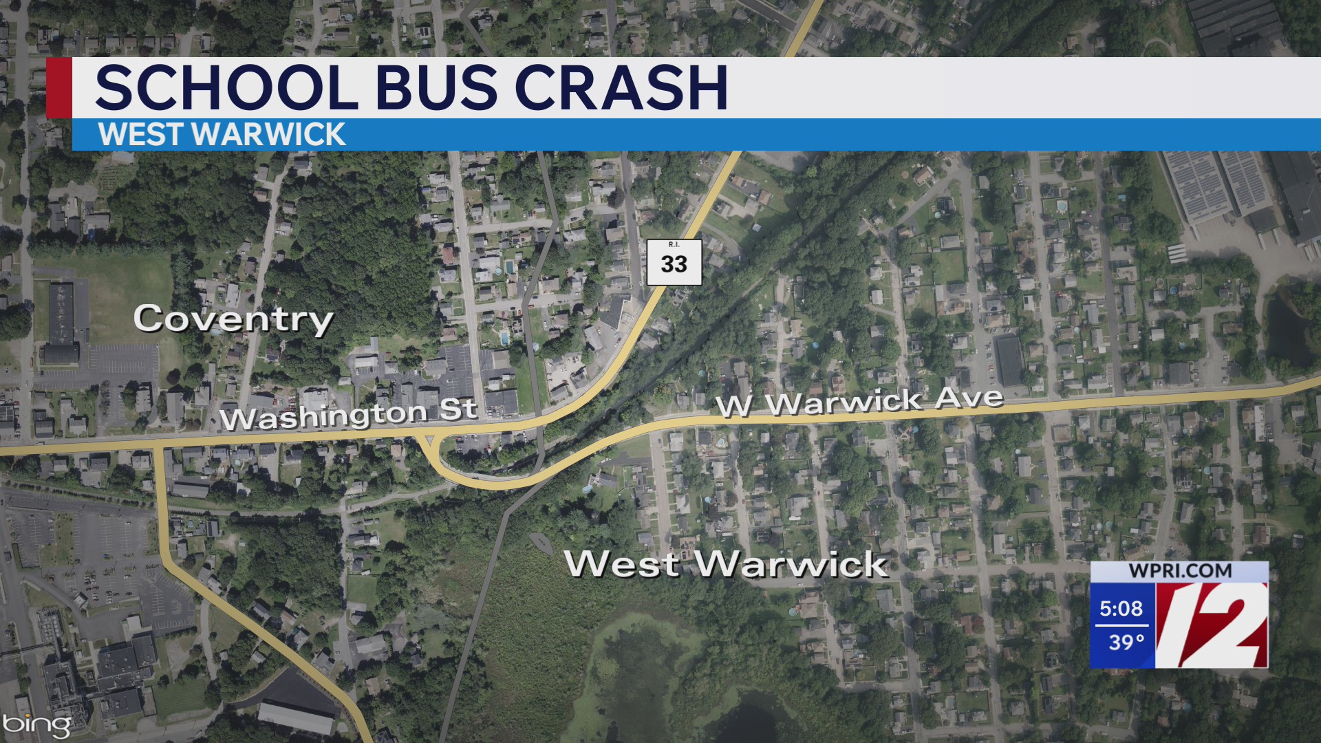School bus hits snowbank, light pole in West Warwick – WPRI.com