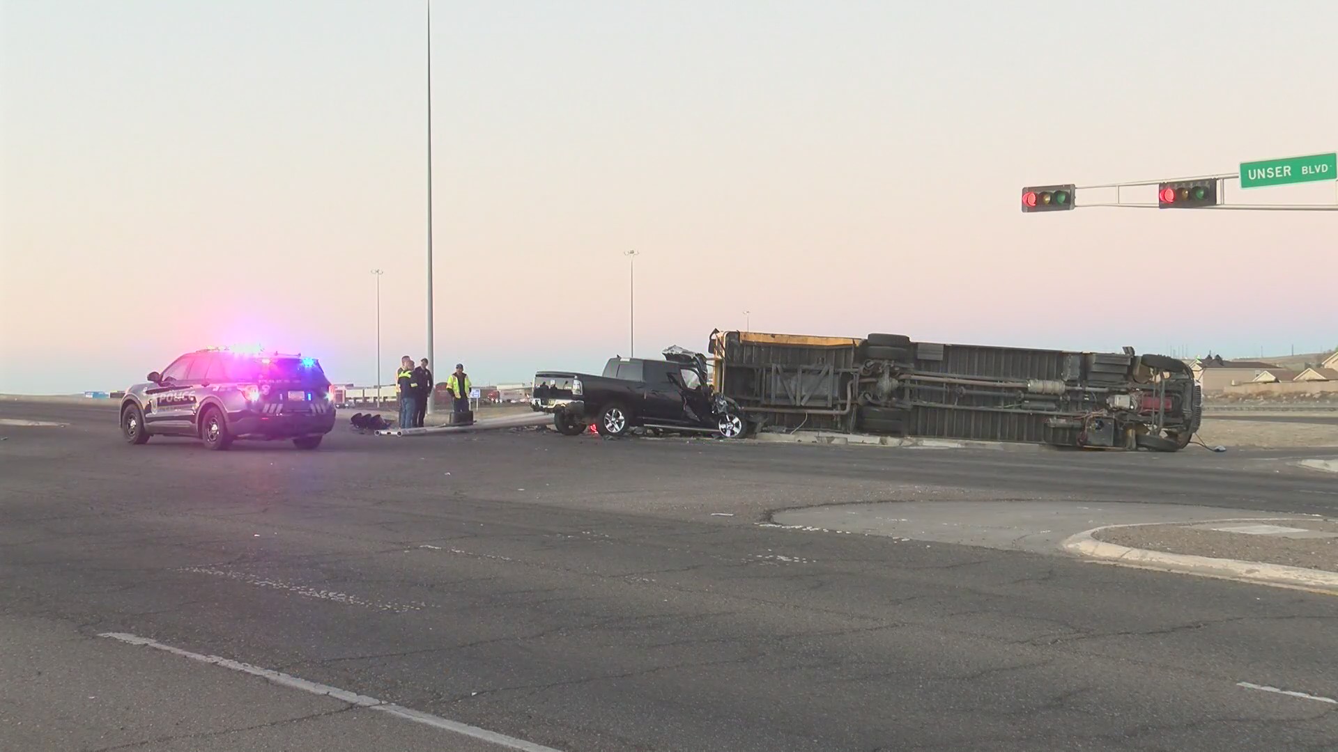 School bus involved in roll over off Albuquerque freeway, no kids ...