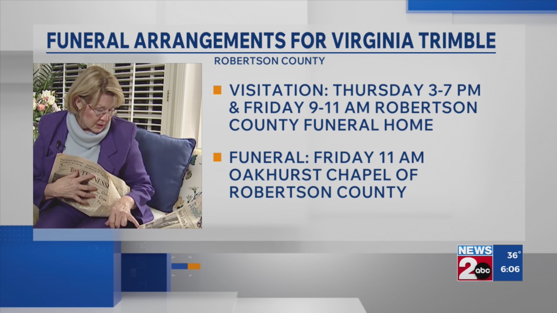 Funeral arrangements for Virginia Trimble – WKRN News 2