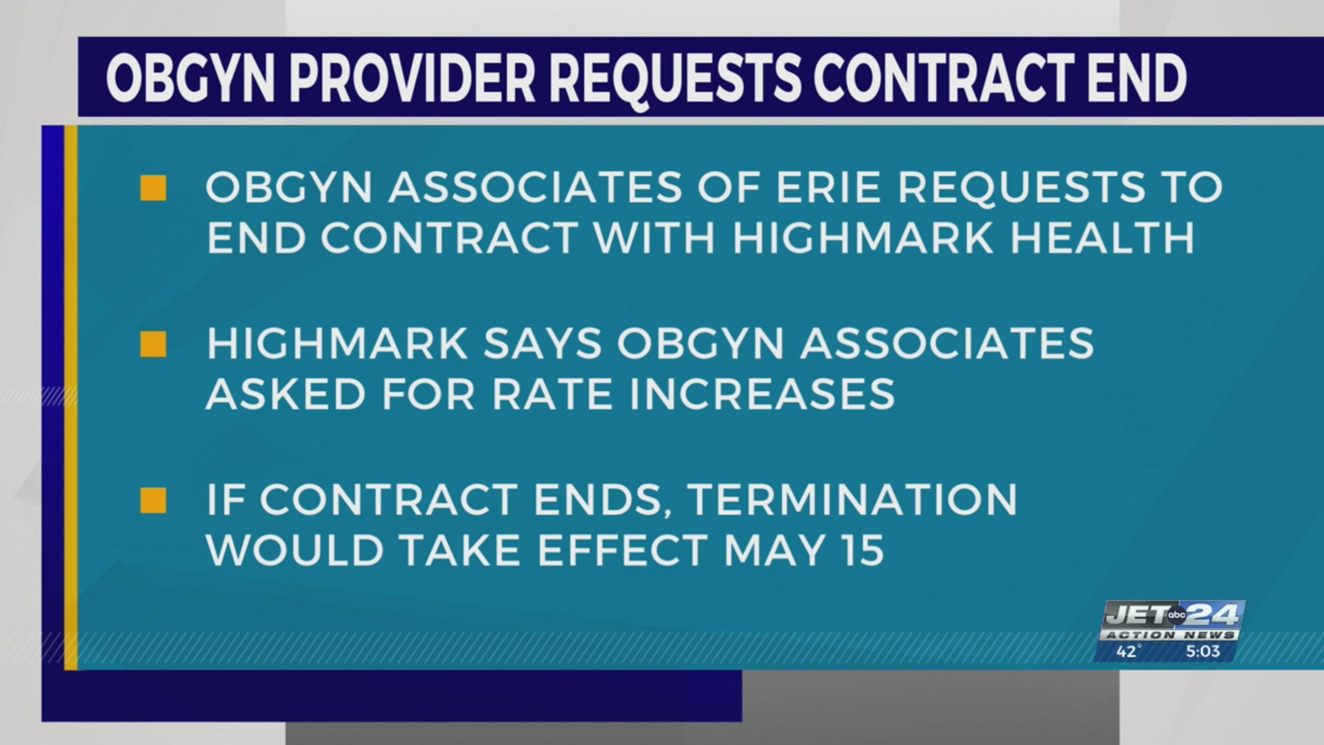 OBGYN Associates of Erie requests to end contract with Highmark – WJET ...