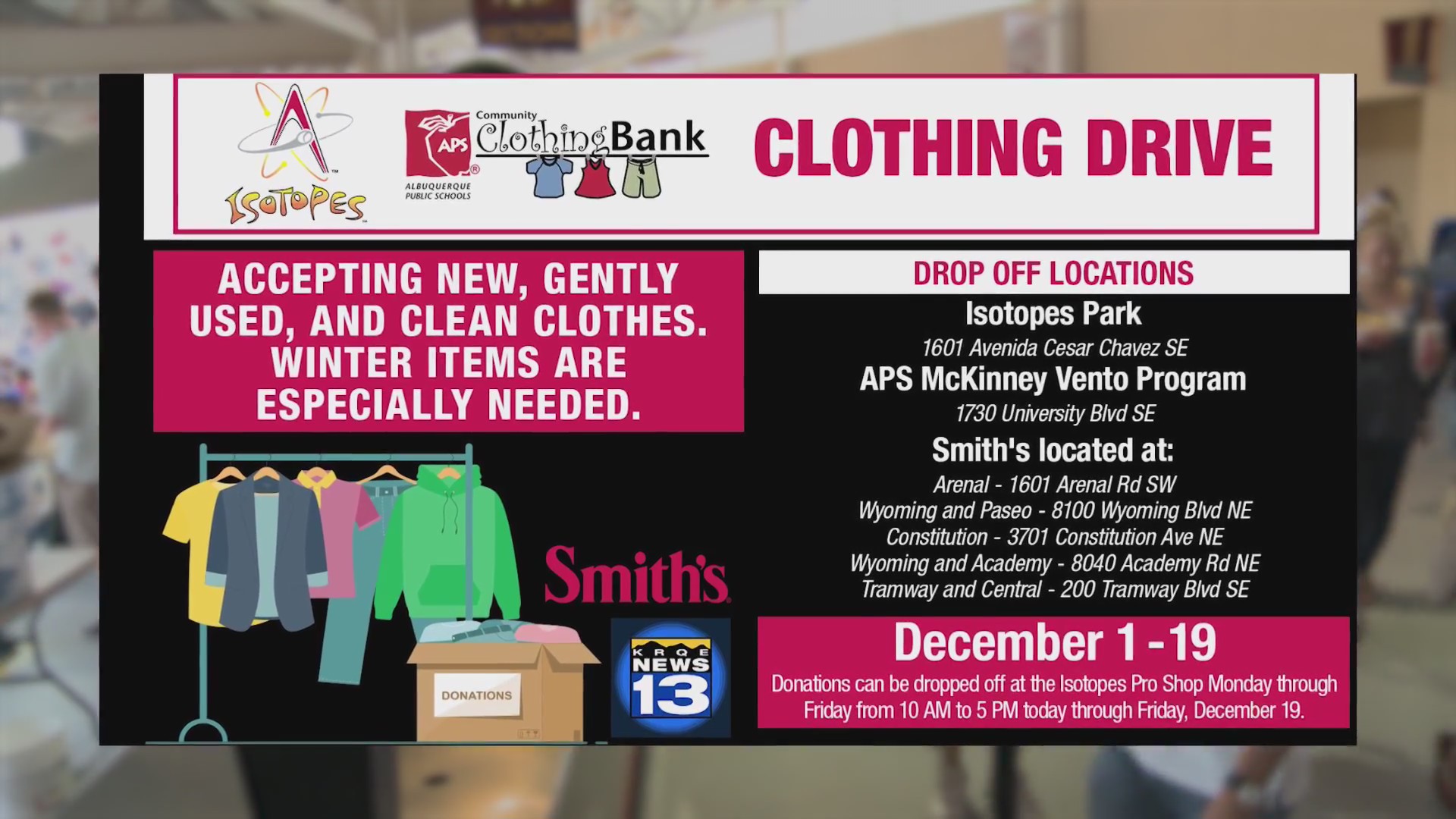 Albuquerque Isotopes, APS launch clothing drive for students – KRQE ...