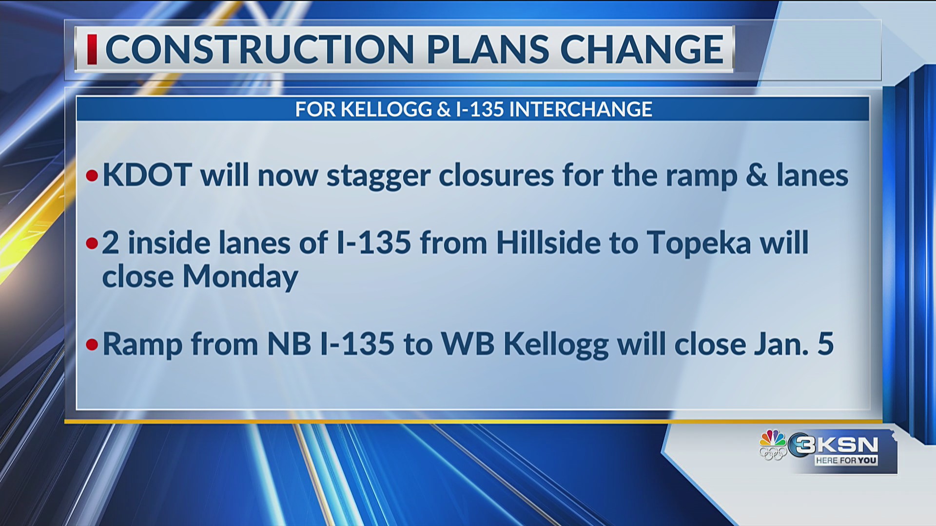 KDOT revises Kellogg interchange schedule with staggered lane and ramp ...