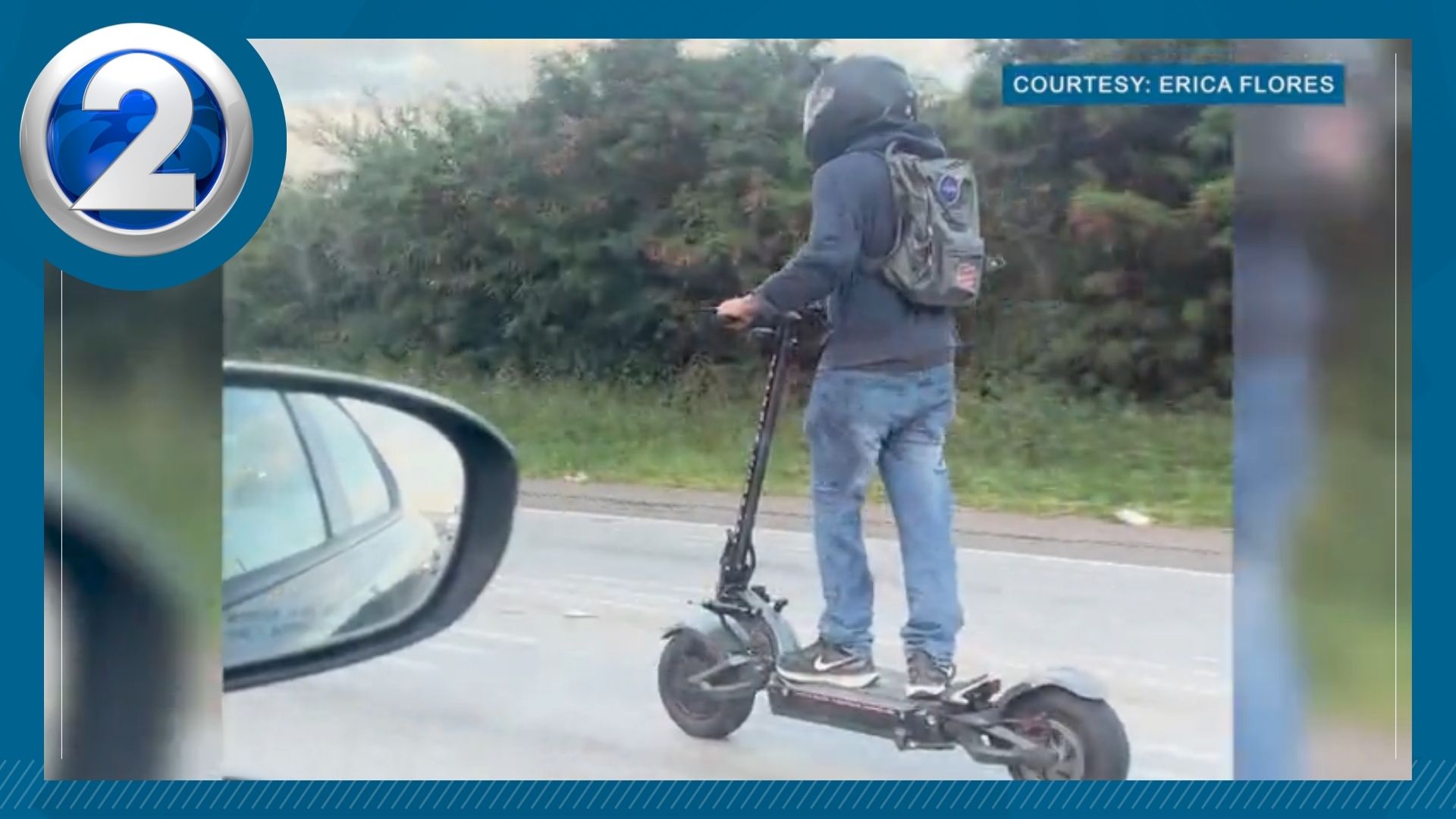 Electric scooter on freeway shocks and terrifies drivers of possible ...